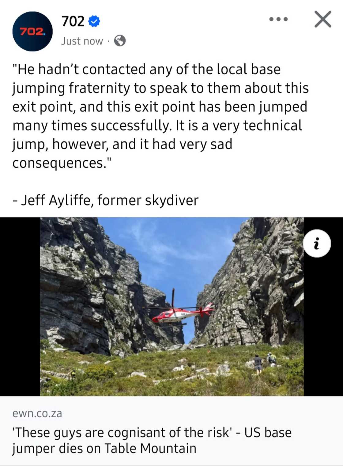 Fatal Table Mountain Fall: Base Jumper Identified After Wingsuit ...
