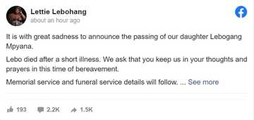 SA mourns the death of 'DiepCity' actress Lebohang 'Khelina' Mpyana: "may her soul rest in peace ...