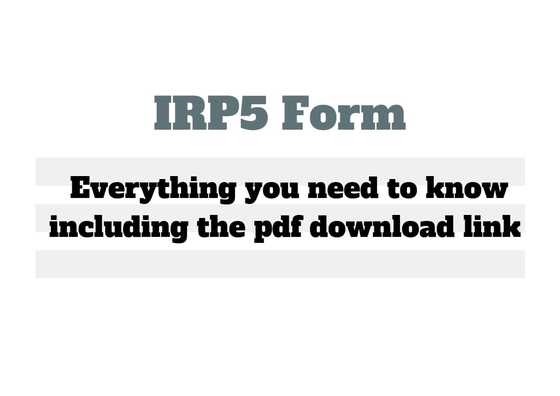 irp5 form: everything you need to know including the pdf download link ...
