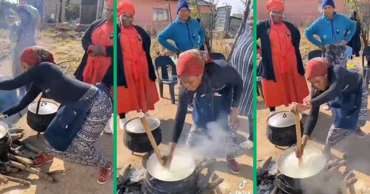 Strong Woman Cooking Pap on 3 Foot Pot Serves “Wife Material”, Video ...
