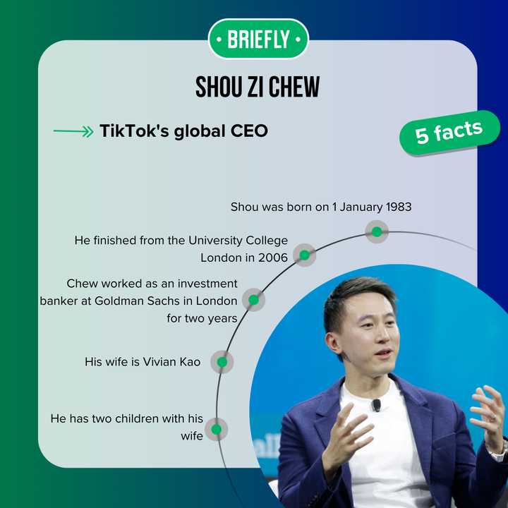 What is Shou Zi Chew's net worth as TikTok's global CEO? - Briefly.co.za