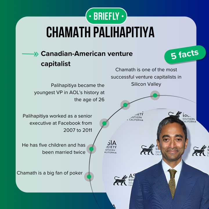 Chamath Palihapitiya's net worth: from Facebook to billionaire investor - Briefly.co.za